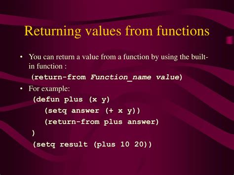 Ppt Returning Values From Functions Powerpoint Presentation Free