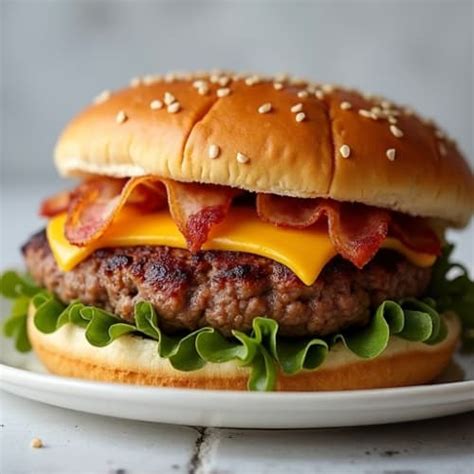 Lean Ground Beef Patties With Crispy Turkey Bacon Sharp Cheddar And