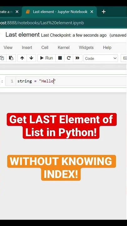 Get Last Element Of List In Python Without Knowing Index Shorts Python Programming