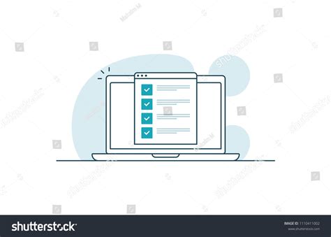 Laptop Checklist Workspace Laptop Browser Checkboxes Stock Vector Royalty Free 1110411002