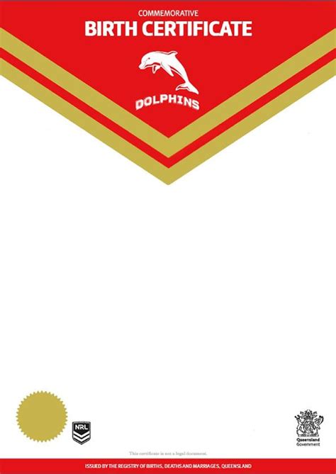 NRL Commemorative Birth Certificates Your Rights Crime And The Law Queensland Government