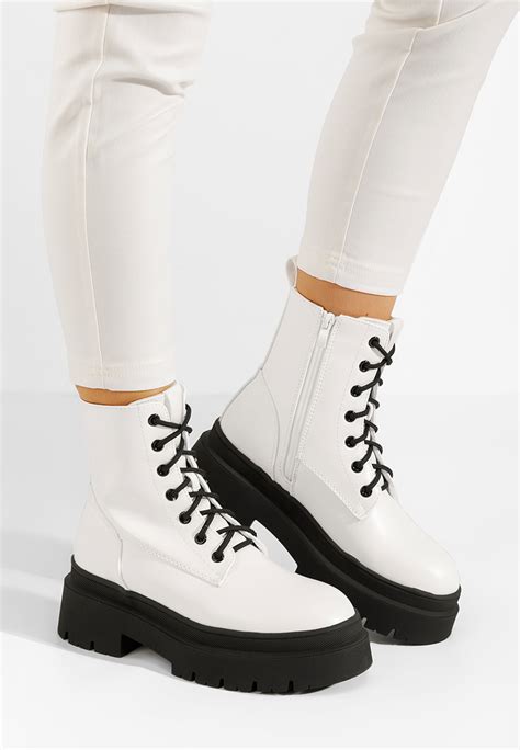 Bocanci Cu Platformă Rebecca Albi Zapatos