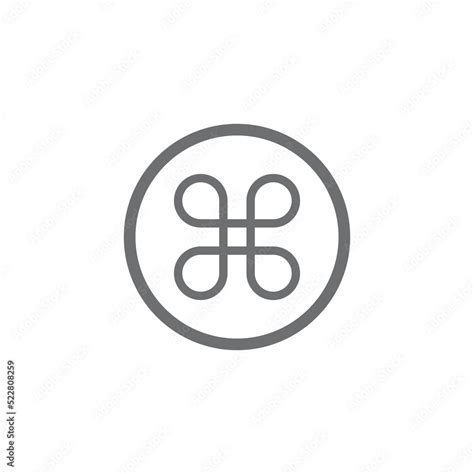 Eps10 Grey Vector Command Button With Circle Icon Isolated On White Background Command Symbol