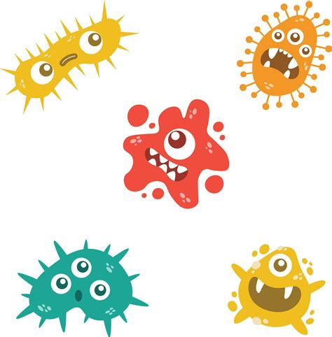 Cute Virus Character Bacterial And Microbial Infection Cute Cartoon