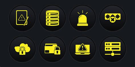 Set Cloud Computing Lock Password Protection Folder And Laptop With Exclamation Mark Motion