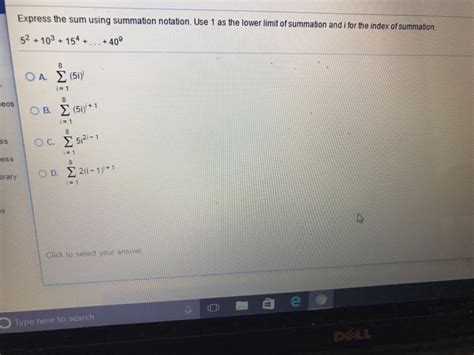 Solved Express The Sum Using Summation Notation Use 1 As