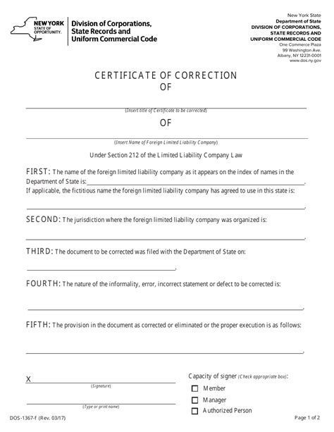 Printable Nyc Forms Aeu2 Certificate Of Correction Printable Forms Free Online