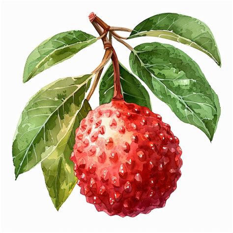 Premium Photo A Drawing Of A Raspberry With Green Leaves