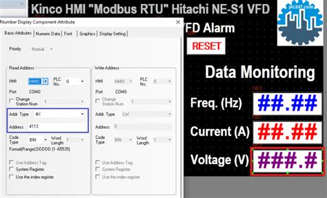 HMI Kinco Modbus RTU Hitachi NE S VFD Tutorial Plc