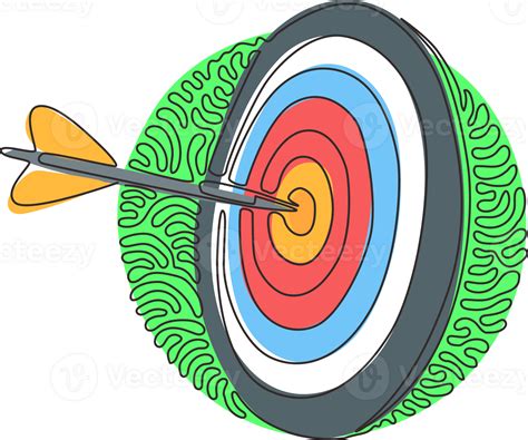 Single One Line Drawing Darts Arrows In Target Center Business Goal