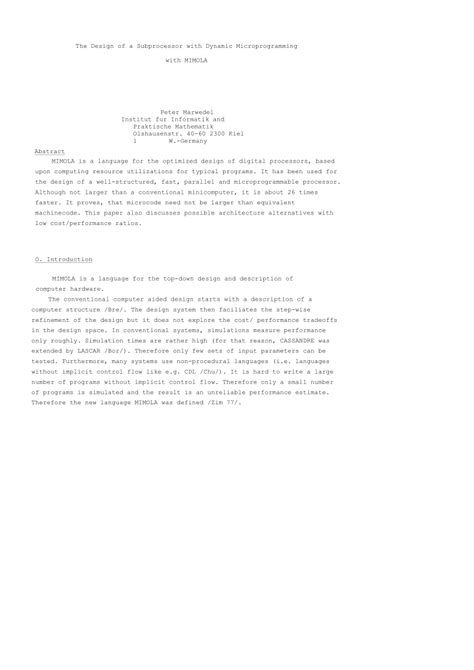 Pdf The Design Of A Subprocessor With Dynamic Microprogramming With