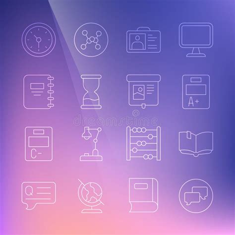 Set Line Speech Bubble Chat Open Book Exam Sheet With A Plus Grade Identification Badge Old