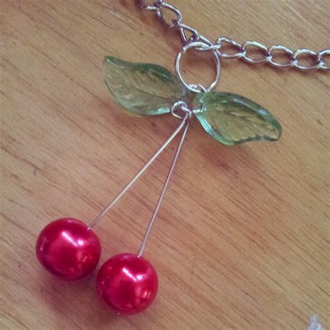 Tea And Craft Beaded Cherry Necklace