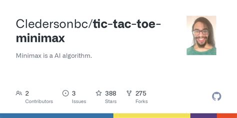 Github Cledersonbctic Tac Toe Minimax Minimax Is A Ai Algorithm