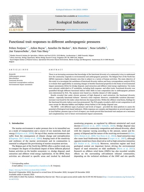 Pdf Functional Trait Responses To Different Anthropogenic Pressures