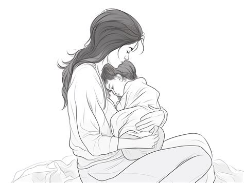 Mom And Son Bonding Coloring Coloring Page
