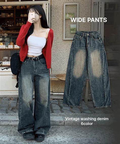 핏보장말라보이는~xl기장선택 네빌 2기장 빈티지 워싱 사이드 핀턱 절개 와이드 데님 팬츠 청바지 빅사이즈 남녀공용 하비추천 사계절
