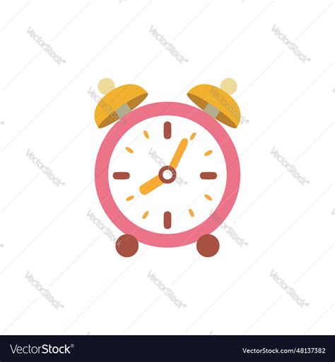 Simple Cartoon Pink Alarm Clock Royalty Free Vector Image