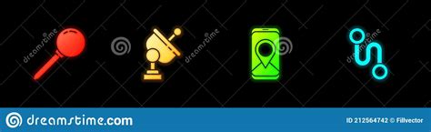 Set Push Pin Radar City Map Navigation And Route Location Icon Vector Stock Vector