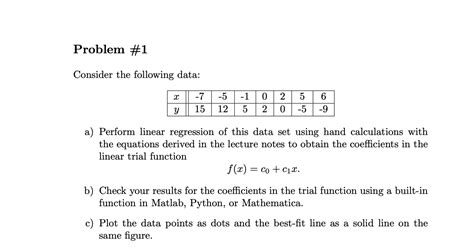 Solved Problem Consider The Following Data X Chegg