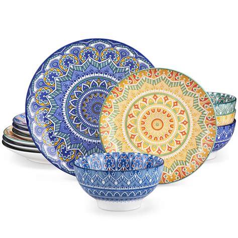 Dakota Fields Mandala 12 Pieces Dinnerware Sets Porcelain Dinner Set