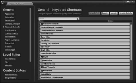 Keybindings Editor Unreal Engine Documentation Epic Developer Community