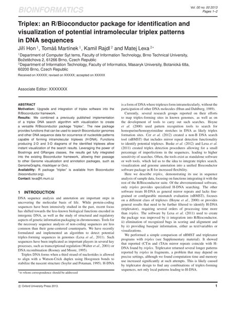 Pdf Triplex An Rbioconductor Package For Identification And Visualization Of Potential