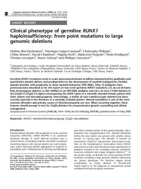 pdf clinical phenotype of germline runx1 haploinsufficiency from
