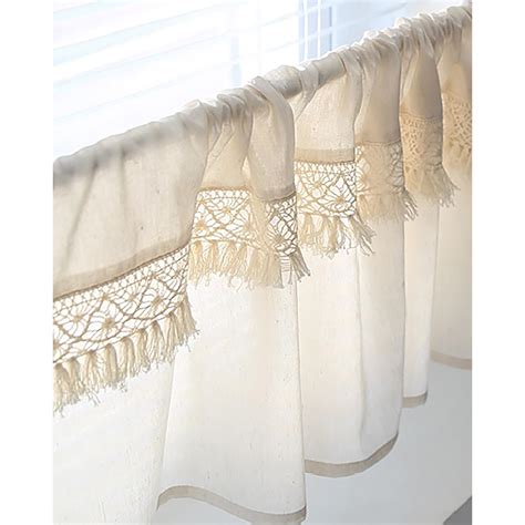 Cozymomdeco Cotton Lace Tassel Kitchen Curtain Valance