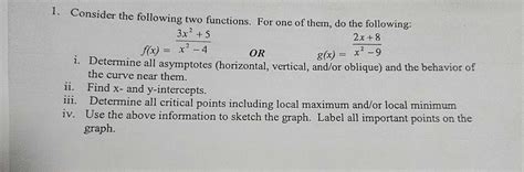 solved consider the following two functions for one of