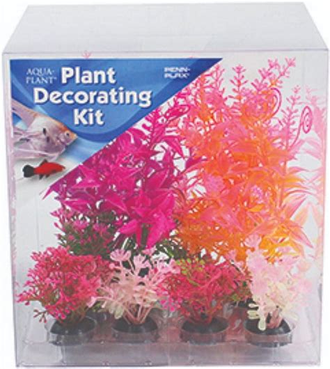 Penn Plax Plastic Aquarium Decoration Kit Vibrant Pink 6 Piece Set