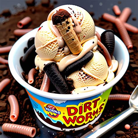 Delicious Ice Cream Sundae Topped With Edible Worms And Chocolate Treats
