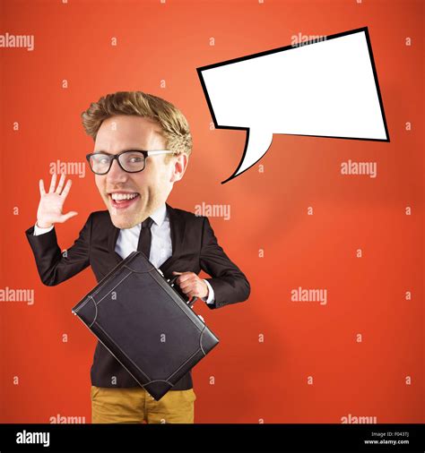 Composite Image Of Nerd Smiling And Waving Stock Photo Alamy