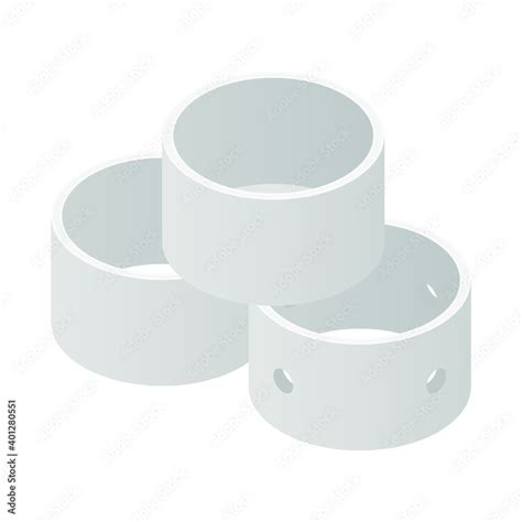Stack Of Different Types Concrete Ring Isometric Icon Concrete