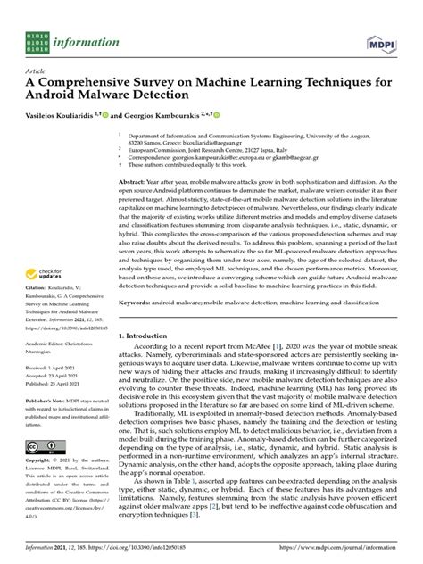 A Comprehensive Survey On Machine Learning Techniques For Android
