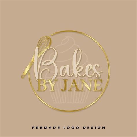 Elegant Bakery Logo Design Premade Cake Logo In Gold And Beige Pastry