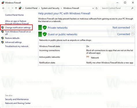 Disable Firewall Notifications In Windows 10