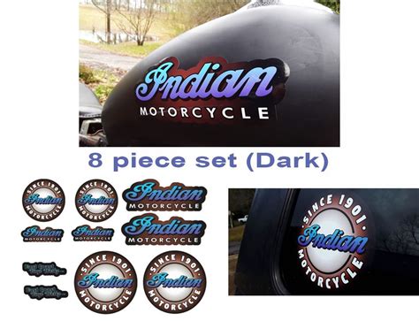 Indian 1901 Motorcycle Vinyl Decal Tank Logo 8 Piece Set Choose From 5