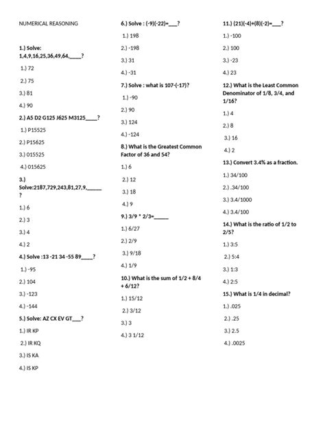 numerical reasoning pdf mathematics arithmetic