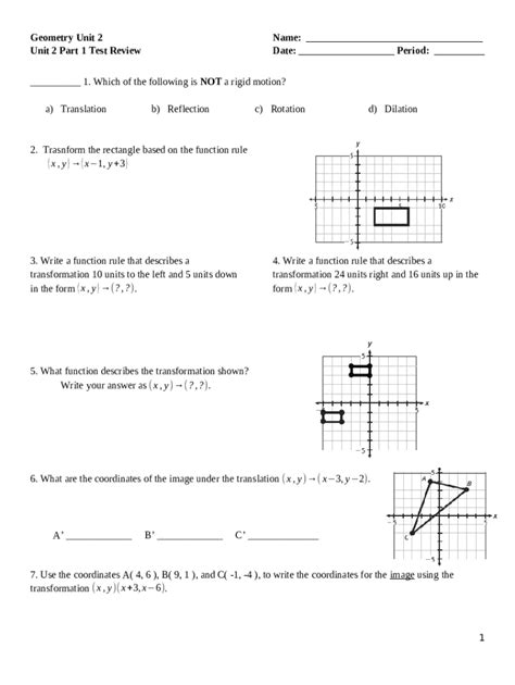 Common Core Geometry Unit 2 Lesson 1 Transations Doc Template Pdffiller