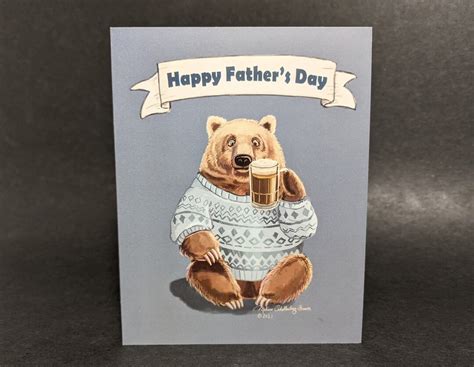 Brown Bear Fathers Day Card Design026 Size A2 425 X 525 Folded