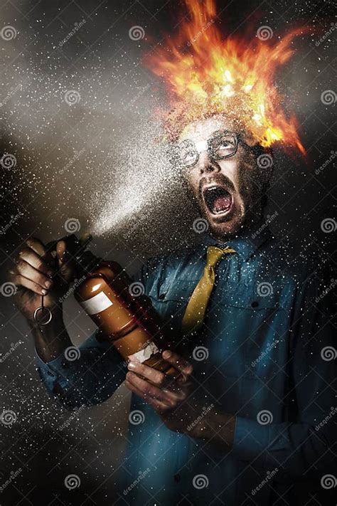 Hot Headed Nerd Businessman Playing With Fire Stock Image Image Of