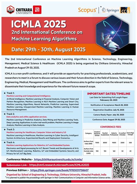 machinelearning icmla2025 researchconference callforpapers ai dr