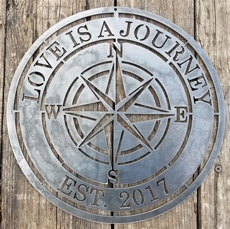 Love Is A Journey Personalized Compass Rose Metal Sign Nautical