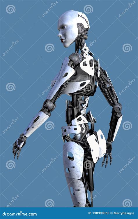 Side View Of A Female Robo Stock Illustration Illustration Of Comic