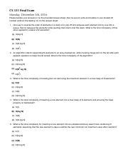 Fall Final Pdf CS Final Exam Monday December Th Please Bubble Your Answers In