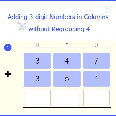 Adding 3 Digit Numbers In Columns Without Regrouping 4 3 Digit Addition