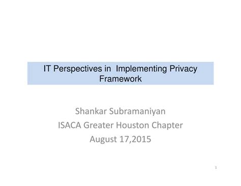 It Perspectives In Implementing Privacy Framework Pdf