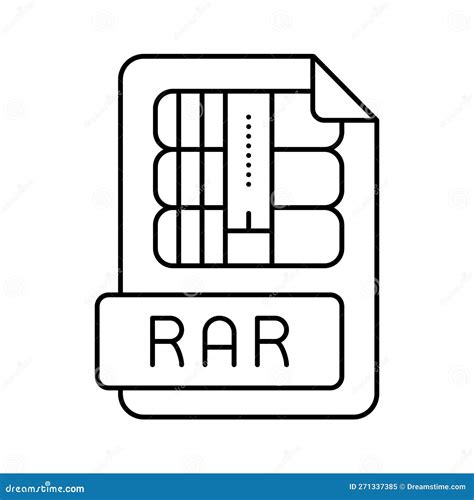 Rar File Format Document Line Icon Vector Illustration Stock Vector
