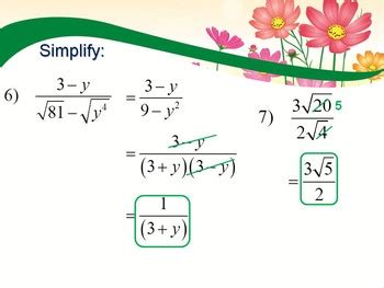 Alg Simplifying Square Roots Radicals By Vicki Hines TPT